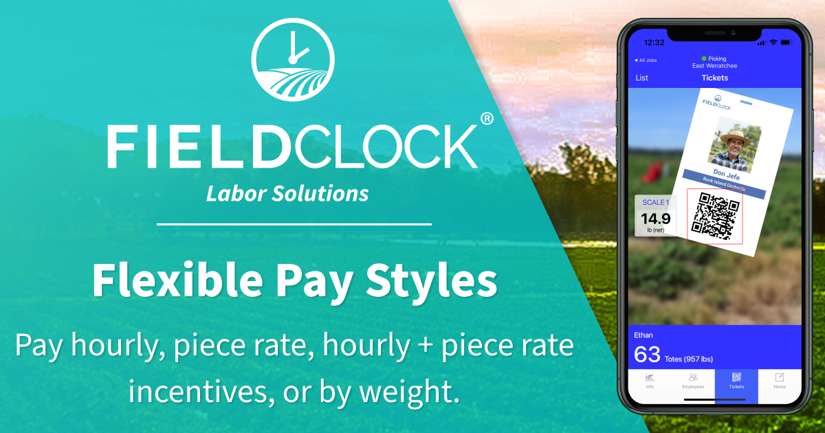 FieldClock Pay Styles - Pay your crew by hour, by piece, or by weight!